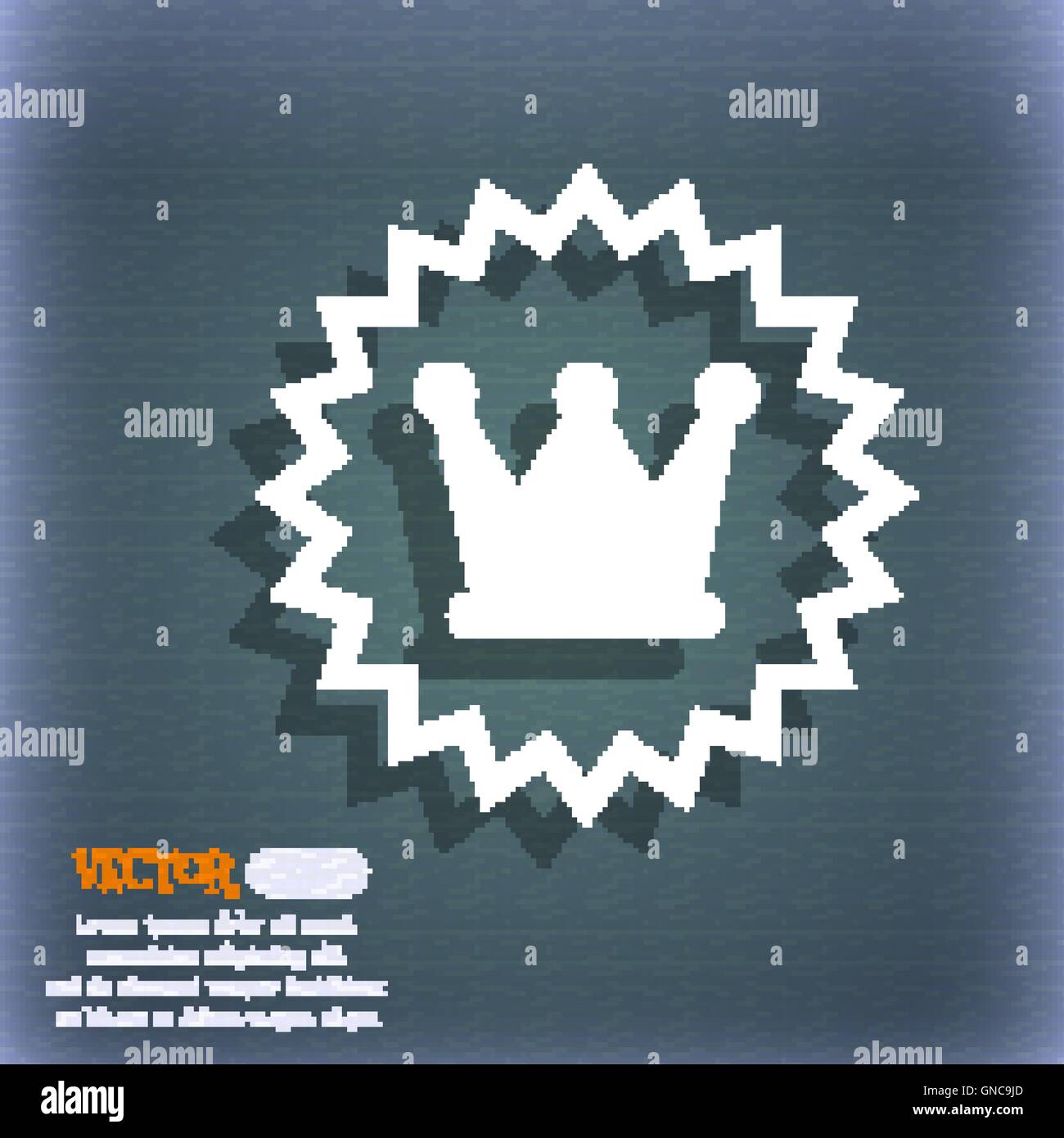 ?rown icon. On the blue-green abstract background with shadow and space ...