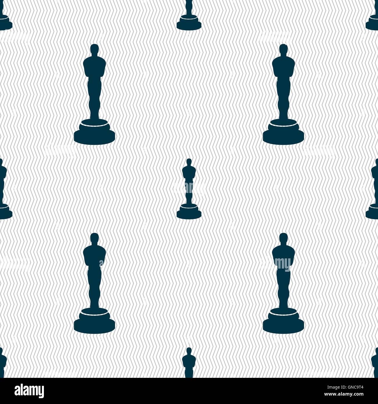 Oscar statuette icon sign. Seamless pattern with geometric texture ...