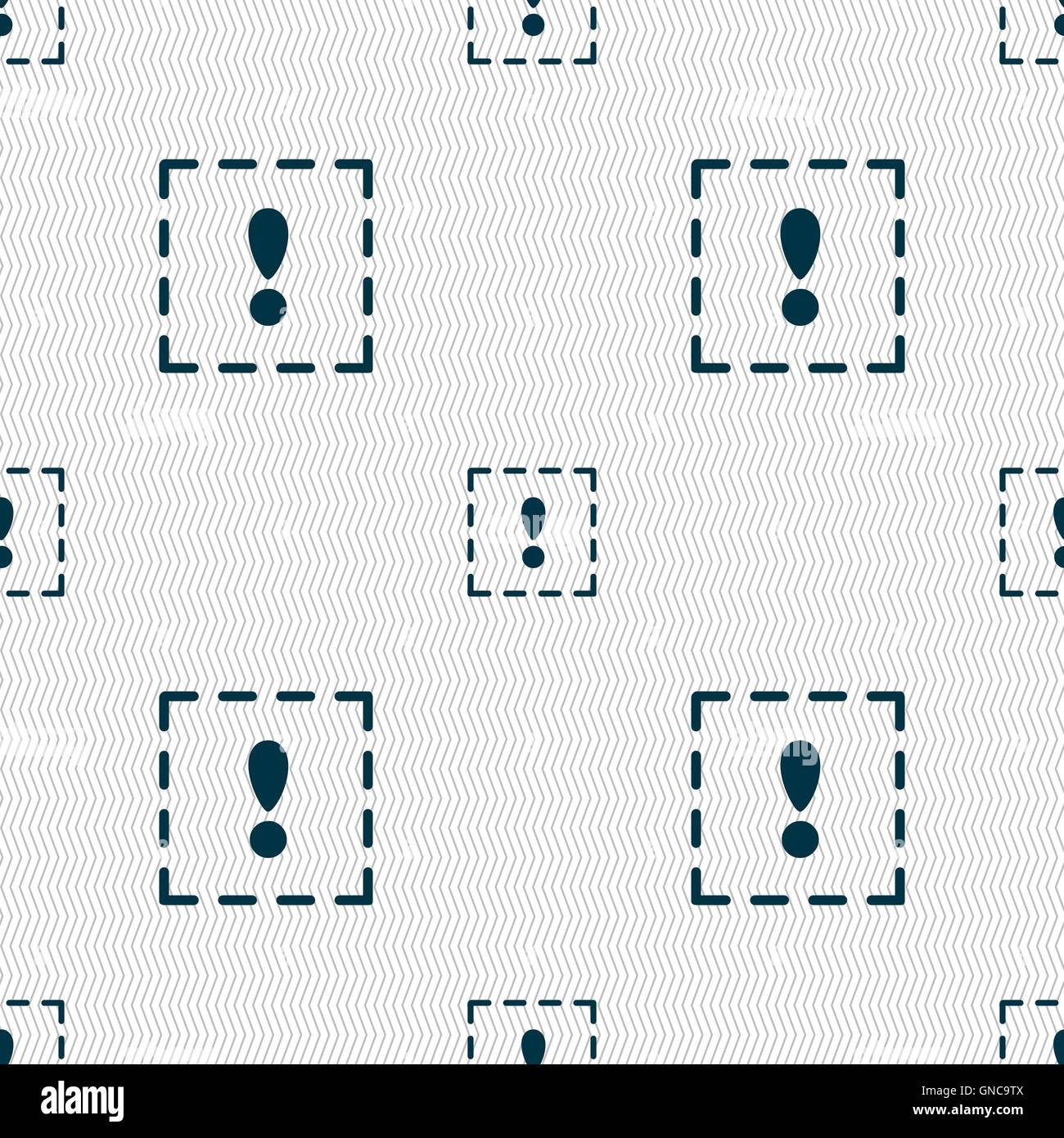 The exclamation point in a square icon sign. Seamless pattern with ...