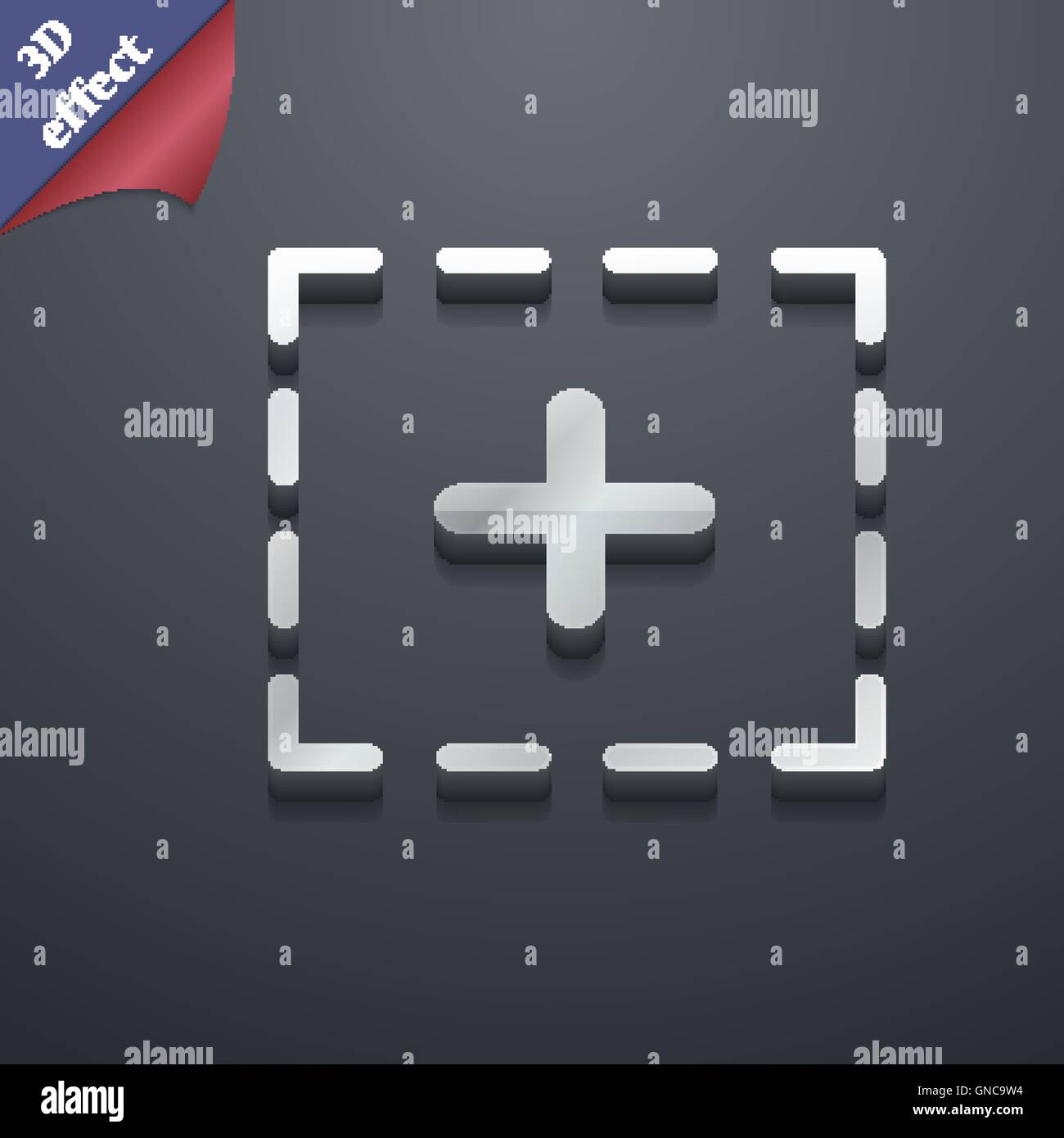 Plus in square icon symbol. 3D style. Trendy, modern design with space ...