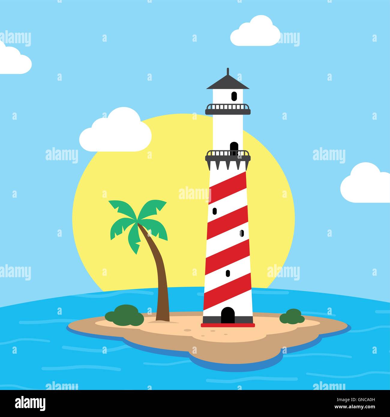 beach lighthouse seashore view Stock Vector Image & Art - Alamy