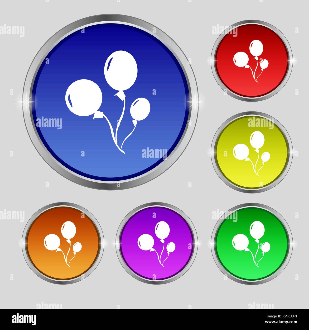 Balloons icon sign. Round symbol on bright colourful buttons. Vector ...