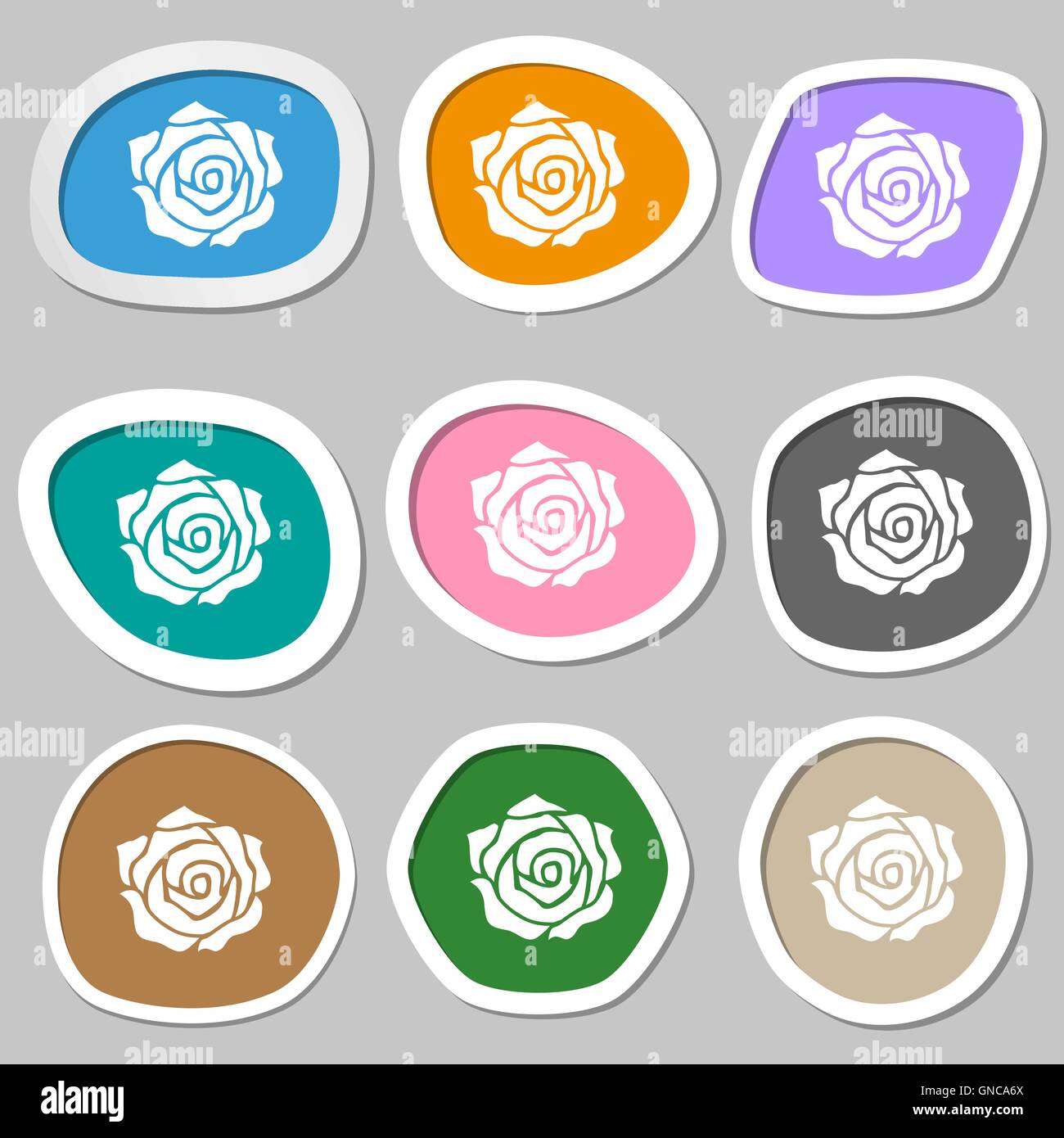 rose symbols. Multicolored paper stickers. Vector Stock Vector Image ...