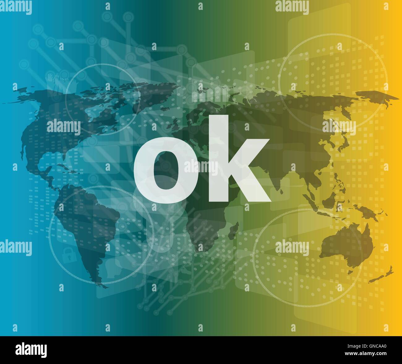 ok text on digital touch screen - social concept vector illustration ...