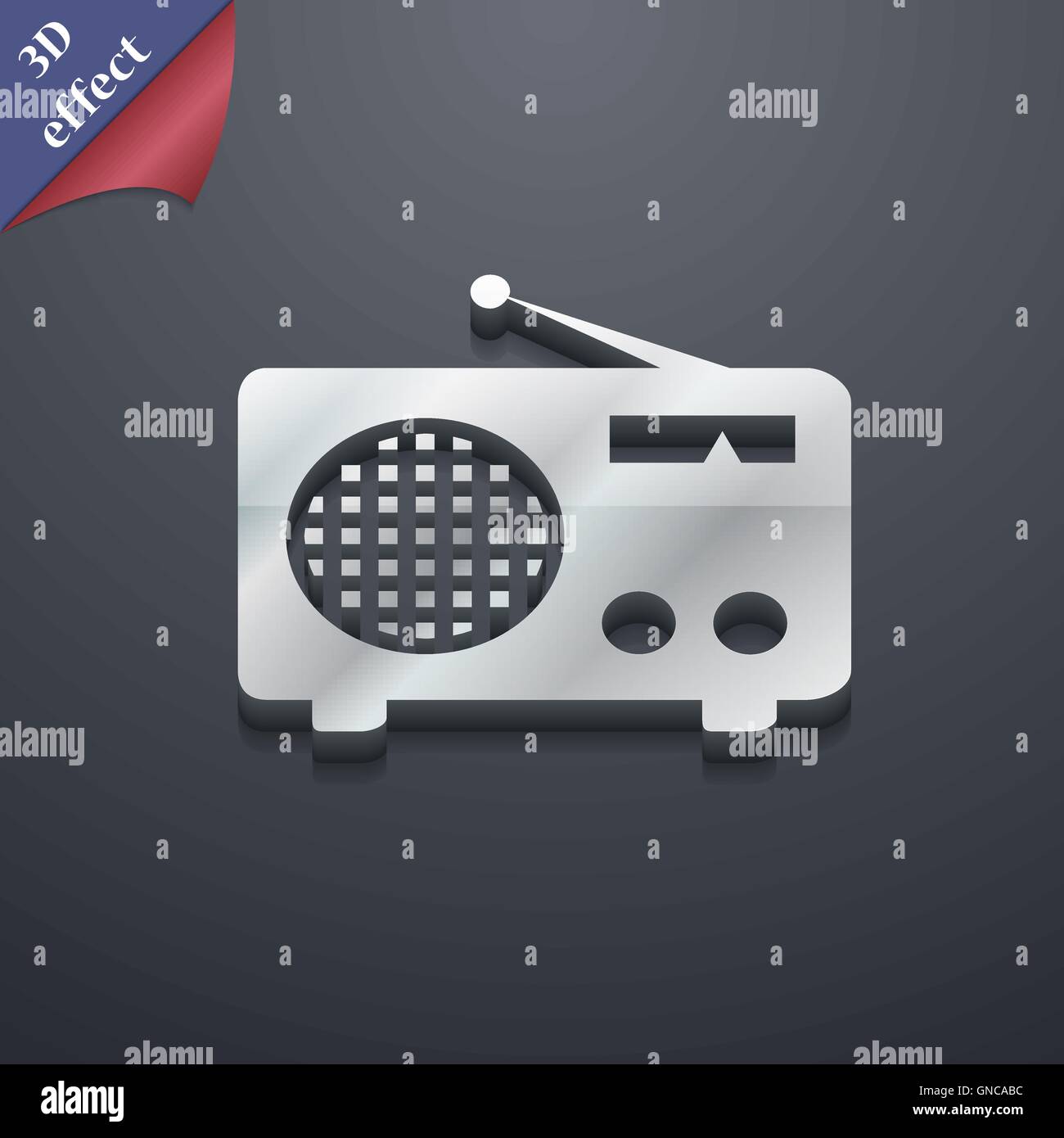 Retro radio icon symbol. 3D style. Trendy, modern design with space for ...