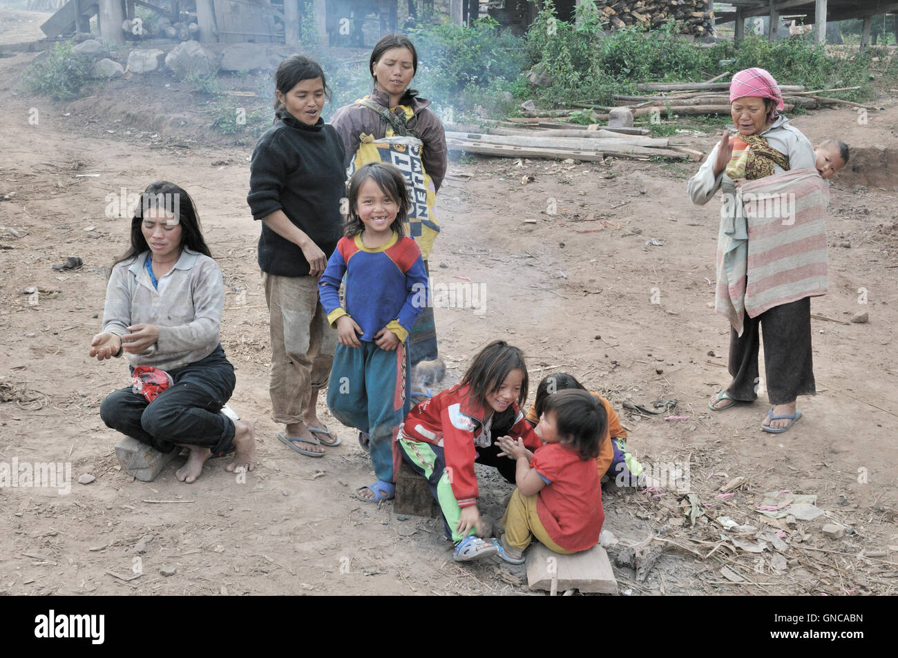 Akha Village, Children and Female Villagers Stock Photo - Alamy