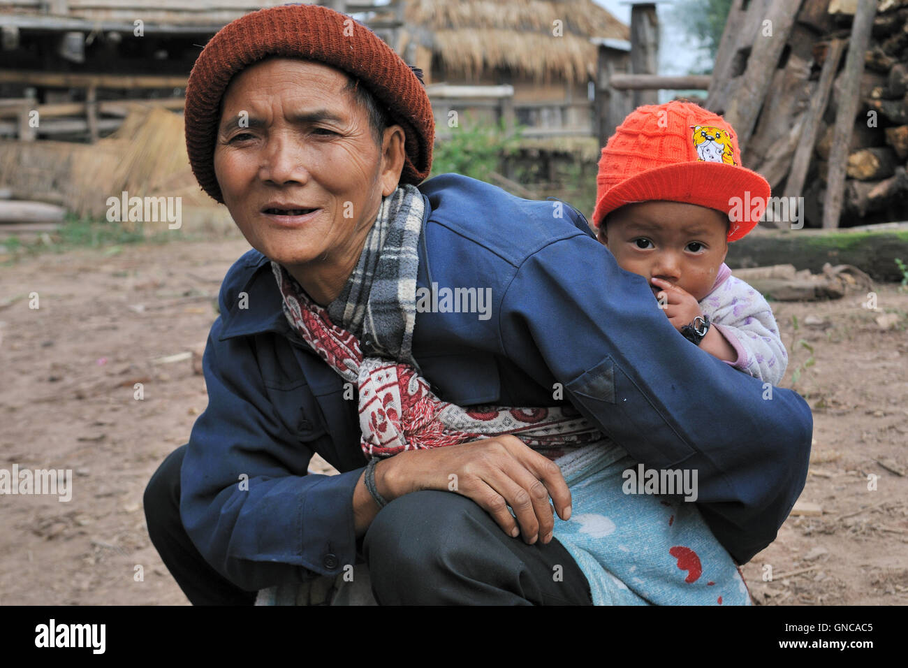 Akha Village, Father and Baby Son Stock Photo - Alamy
