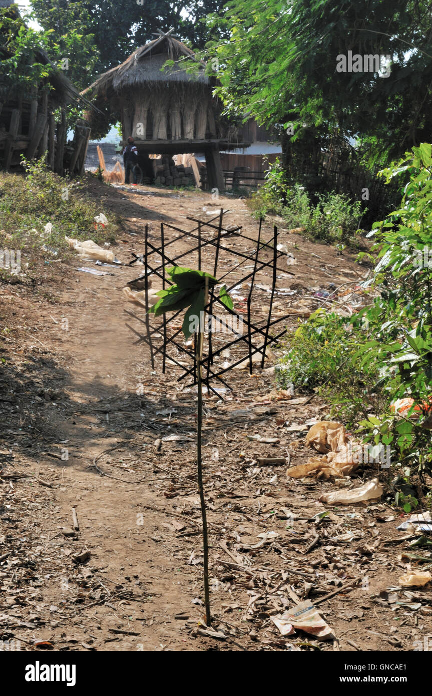 Akha Village, Spirit Gate Against Evil Eye Stock Photo - Alamy