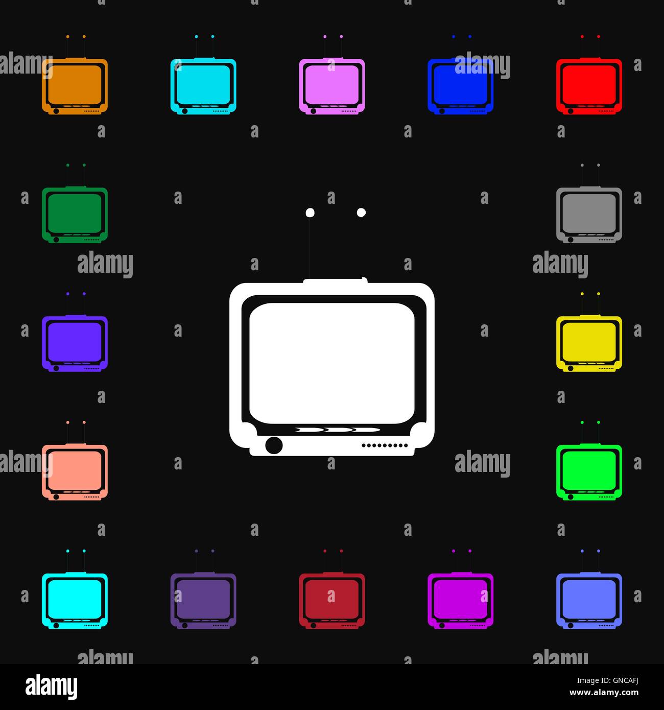 TV icon sign. Lots of colorful symbols for your design. Vector Stock ...