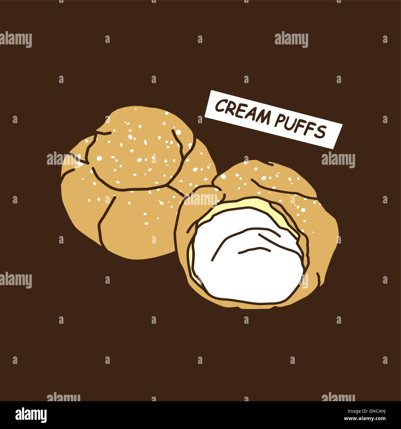 Puff pastry whipped cream Stock Vector Images - Alamy