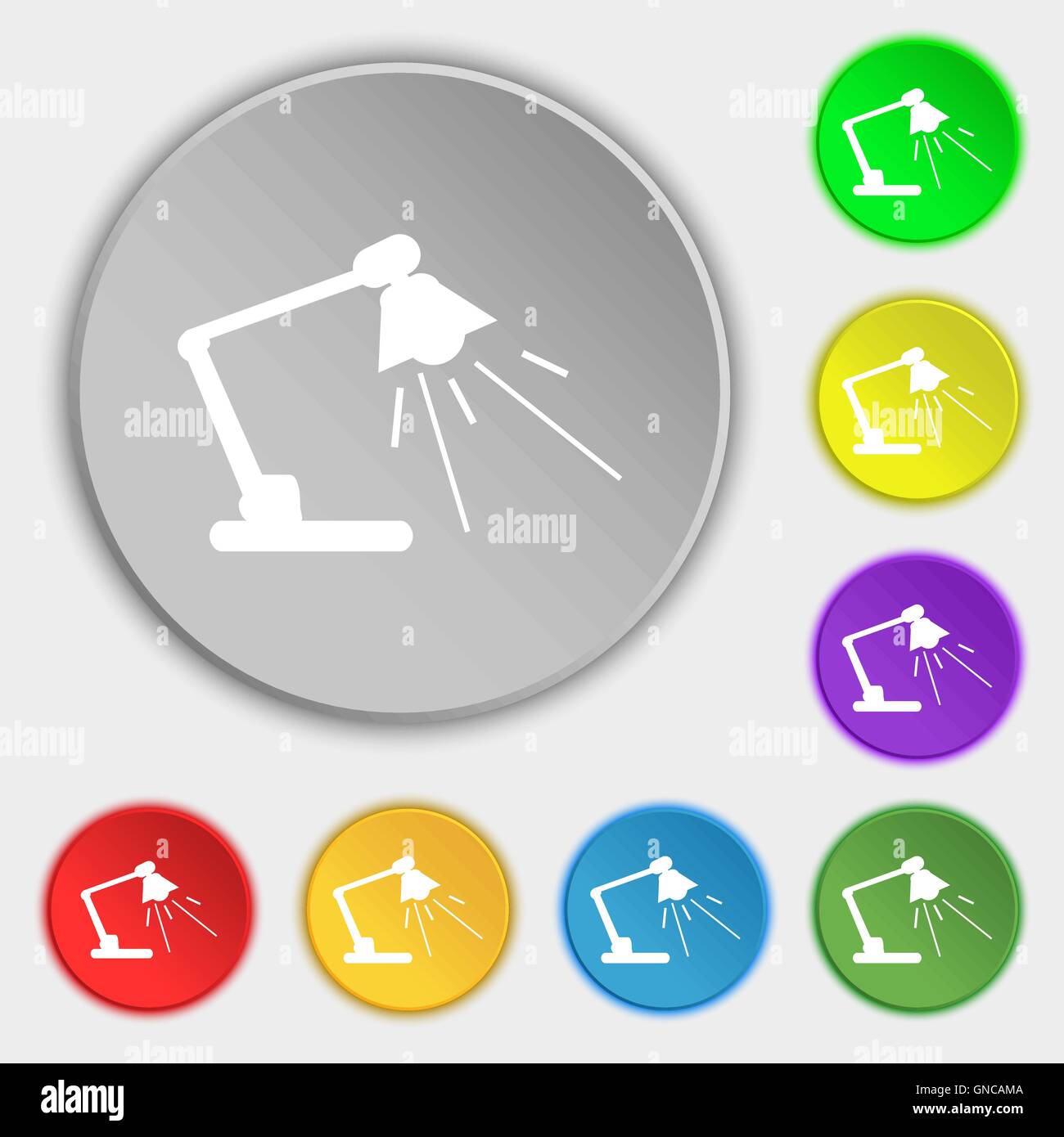 Reading-lamp icon sign. Symbol on eight flat buttons. Vector Stock ...
