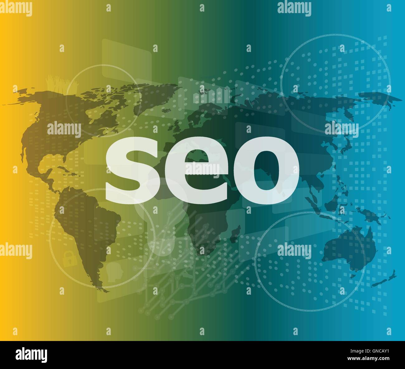 The word seo on digital screen, it concept vector illustration Stock ...