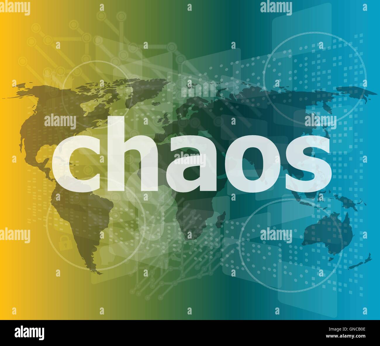 chaos word on business digital touch screen vector illustration Stock ...