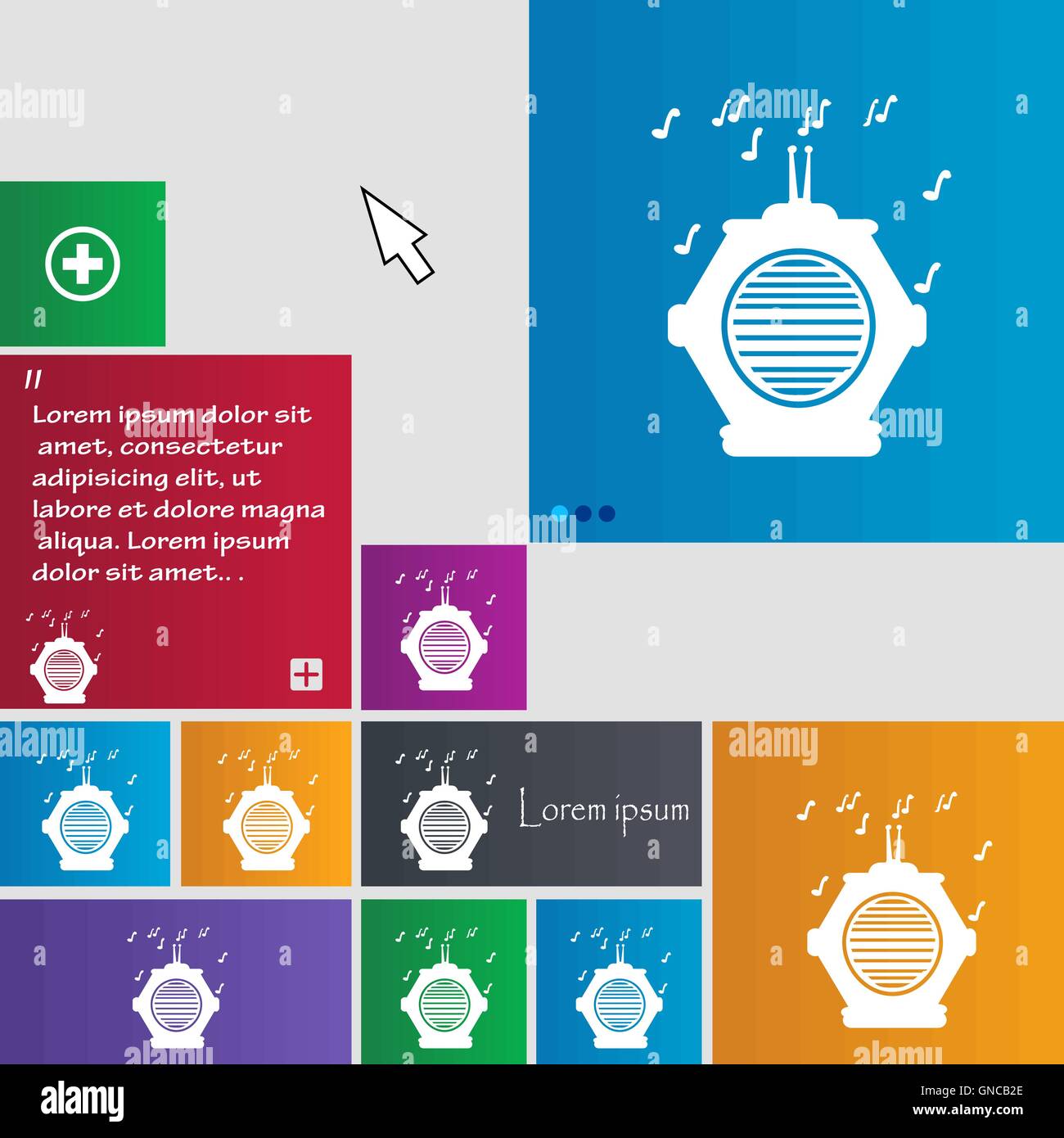 old analog radio icon sign. buttons. Modern interface website buttons with cursor pointer ...