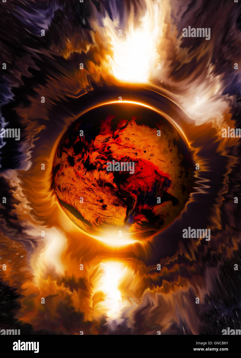 Cosmic space and color circle effect with planet, color background ...