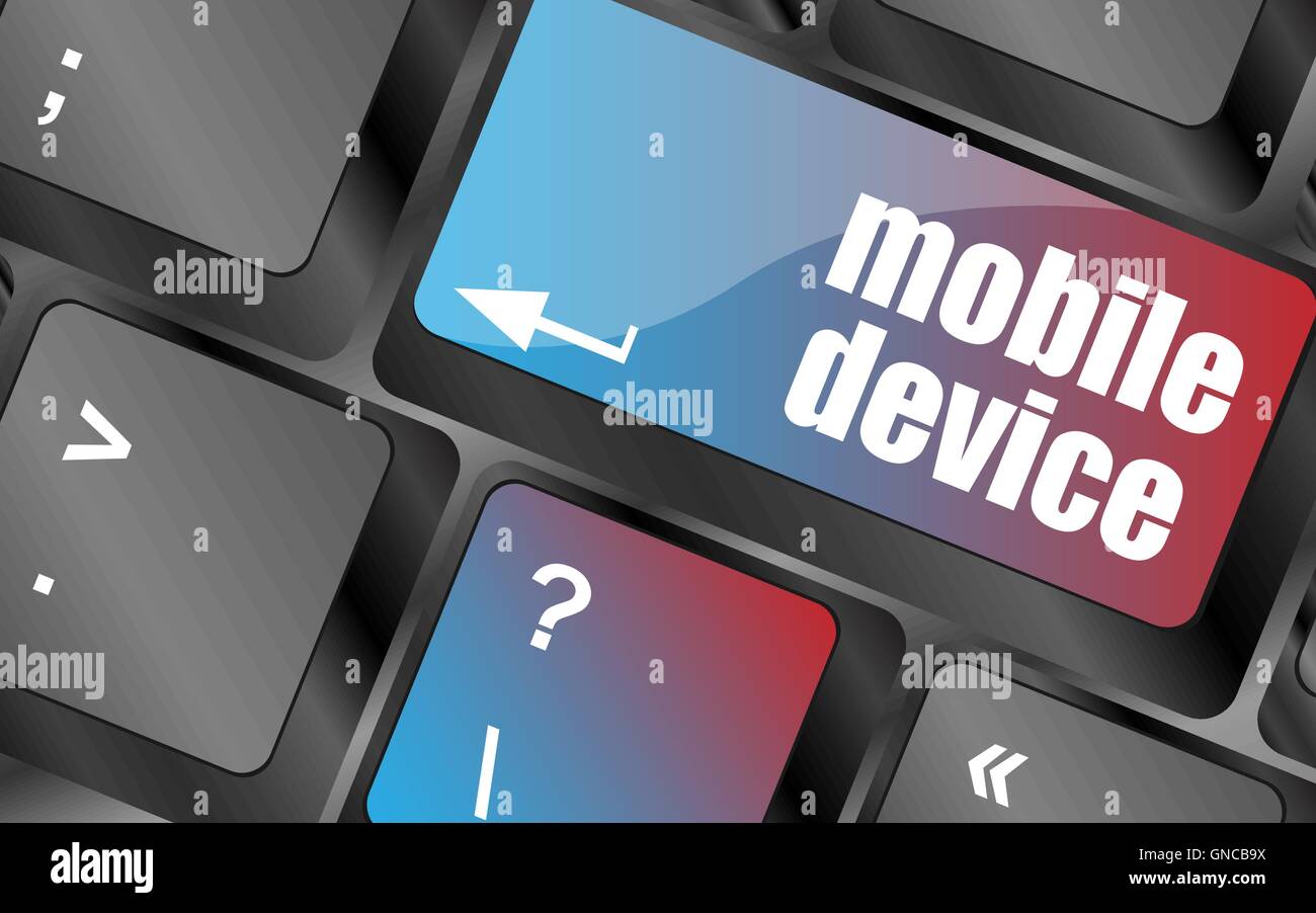 A keyboard with a key reading mobile devices vector . keyboard keys ...