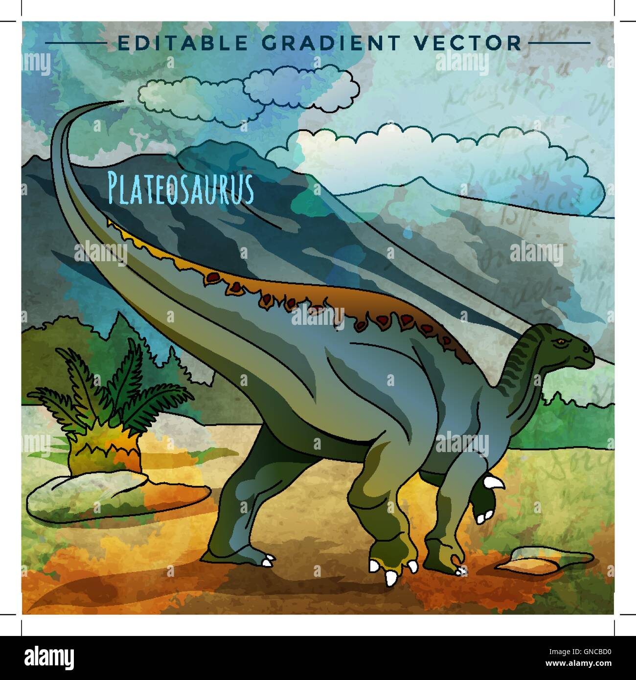 Dinosaur in the habitat. Vector Illustration Of Plateosaur Stock Vector ...