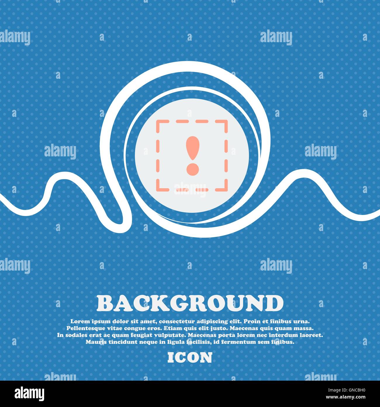 The exclamation point in a square sign. Blue and white abstract ...