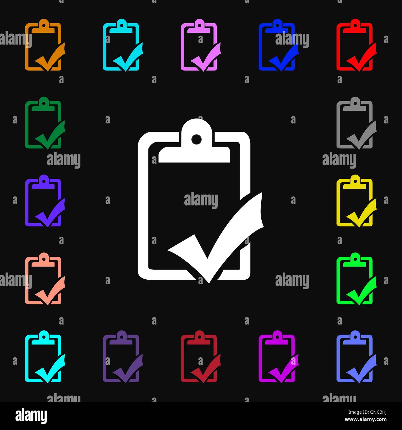 Document grammar control, Test, work complete icon sign. Lots of ...