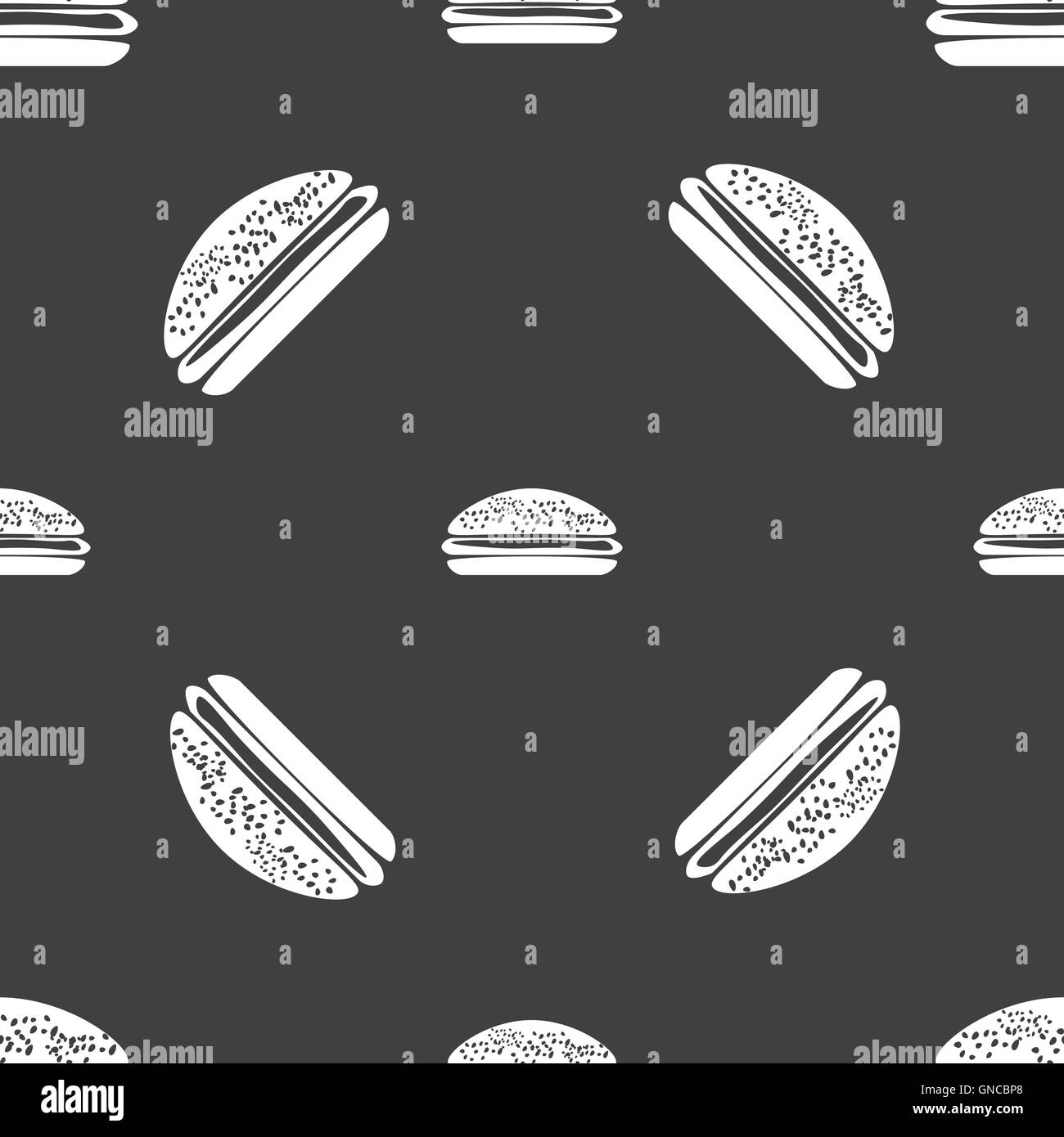 Burger, hamburger icon sign. Seamless pattern on a gray background ...