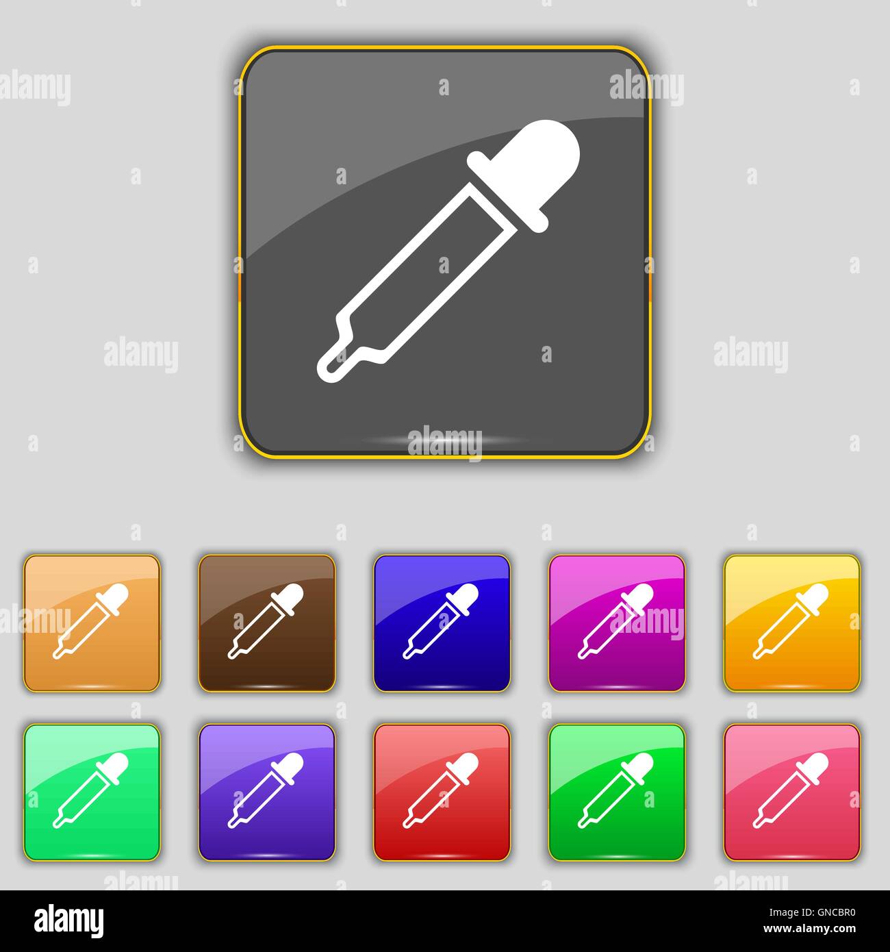 Pipette icon sign. Set with eleven colored buttons for your site ...