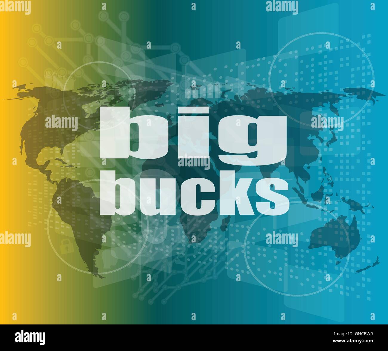 big bucks words on digital touch screen vector quotation marks with ...