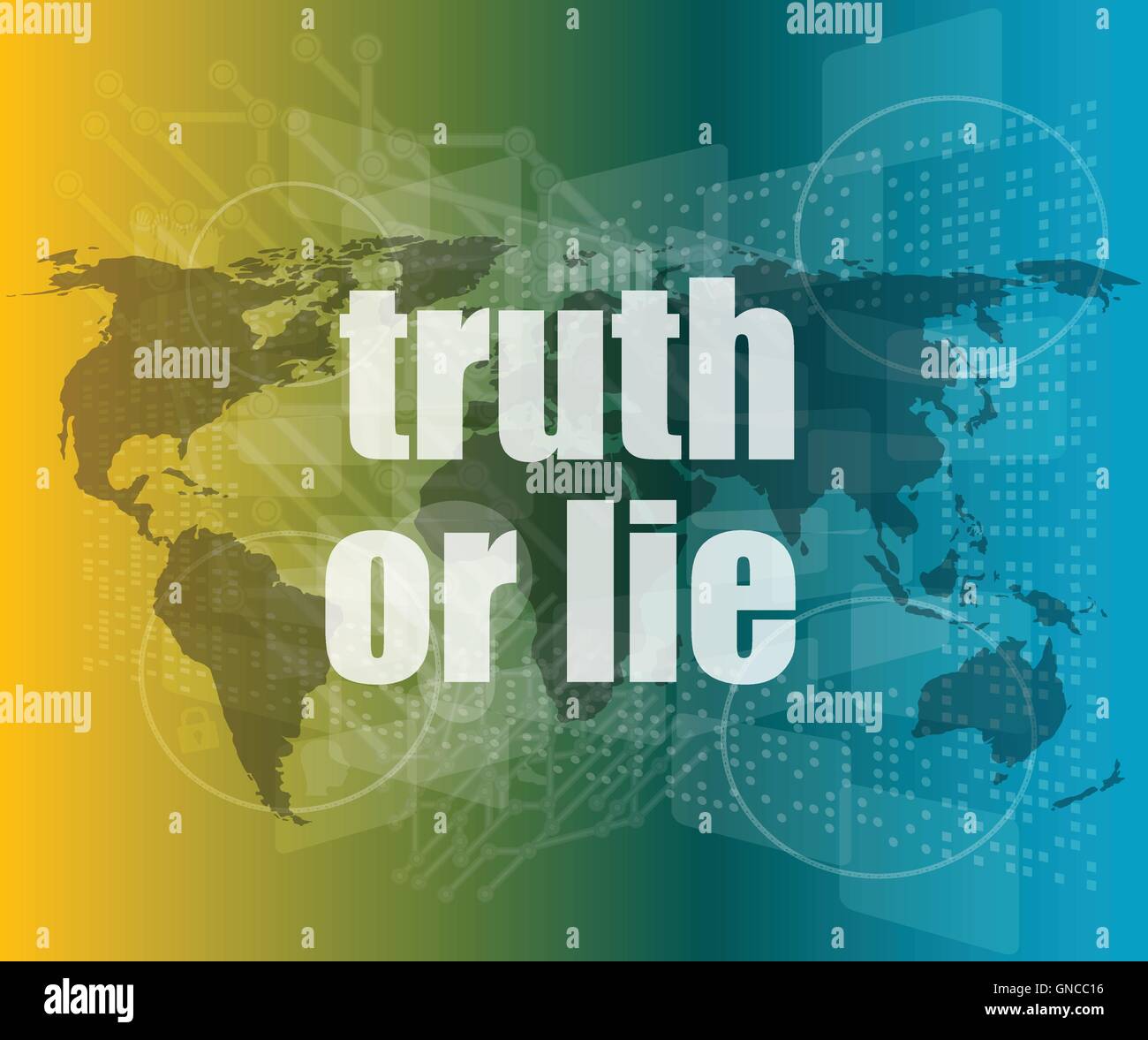 truth or lie text on digital touch screen interface vector quotation ...