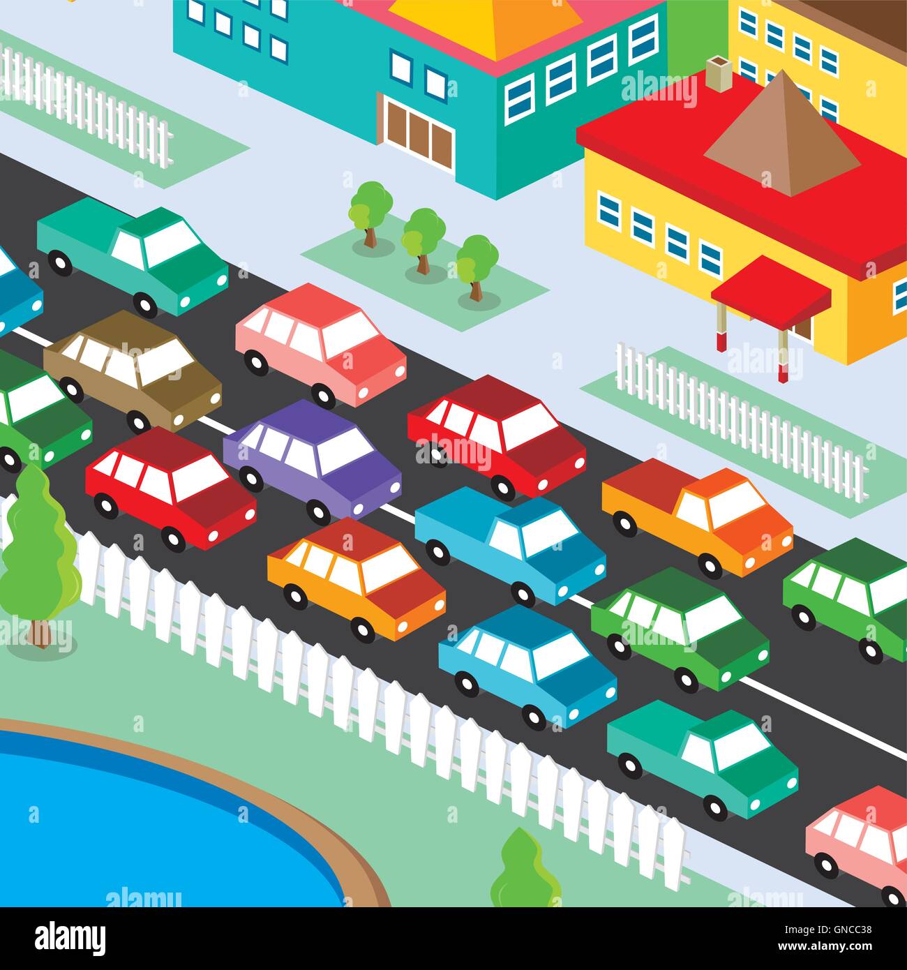 3d illustration traffic jam Stock Vector Images - Alamy