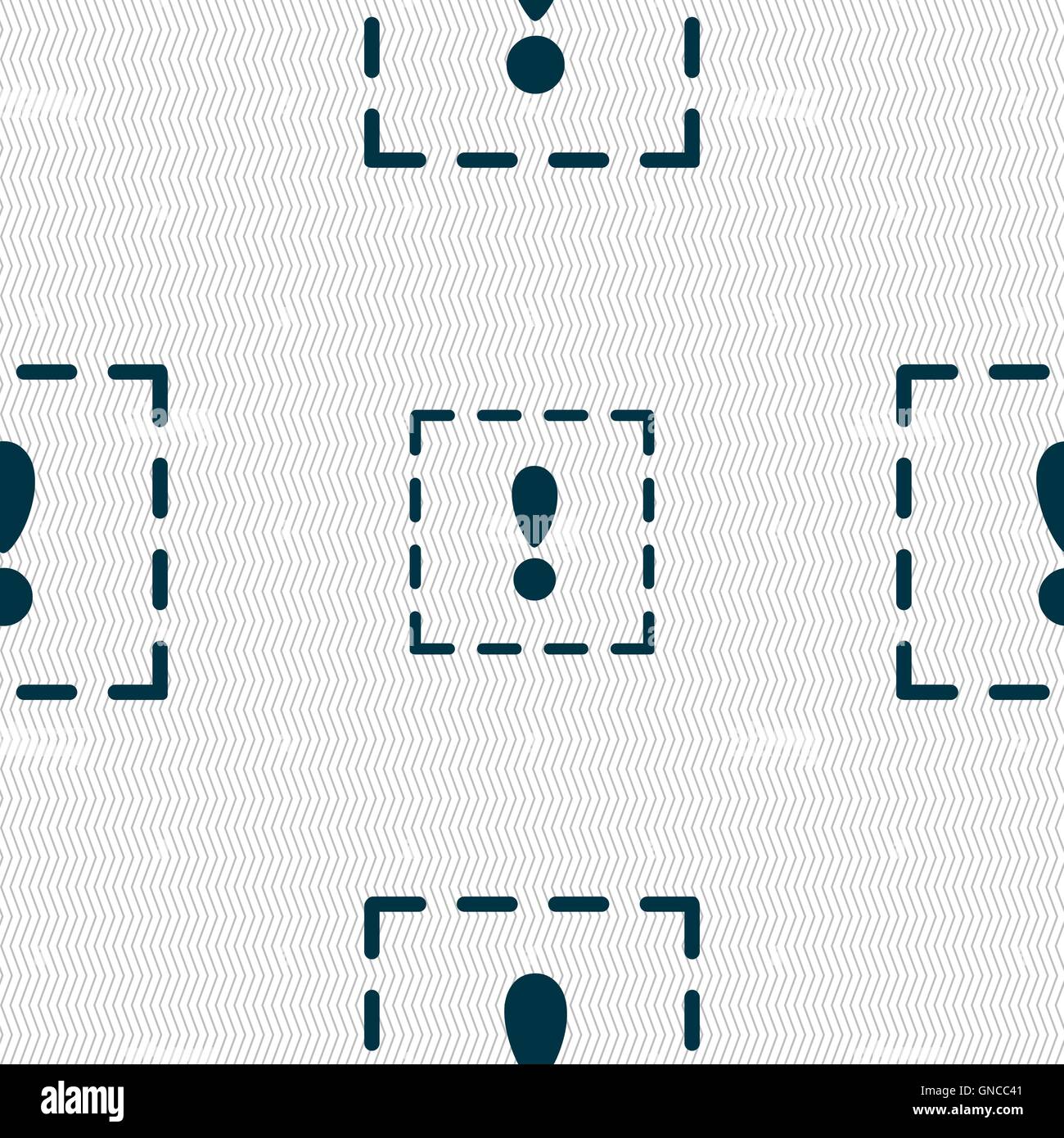 The exclamation point in a square icon sign. Seamless pattern with ...