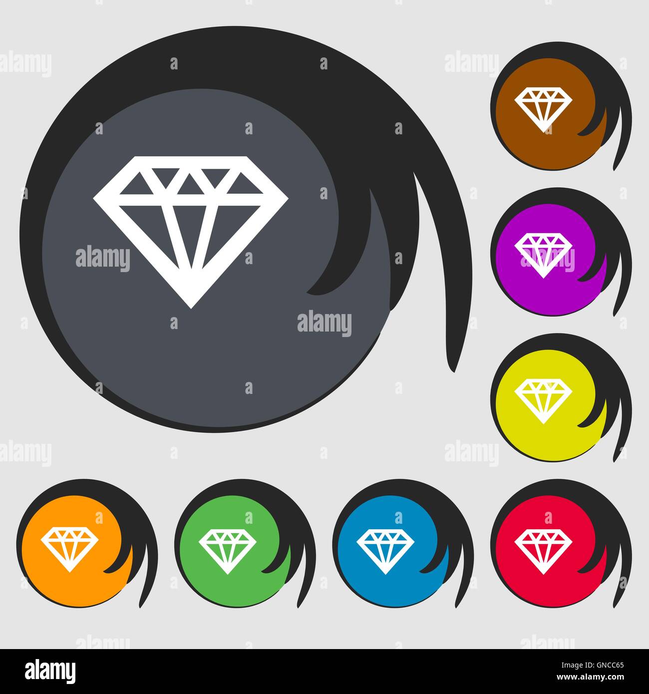 Diamond sign icon. Symbols on eight colored buttons. Vector Stock ...