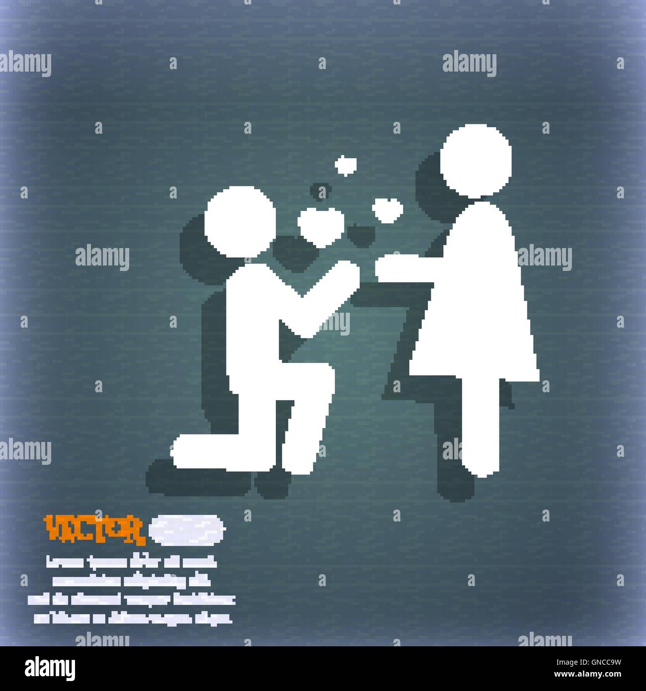 An offer of marriage icon. On the blue-green abstract background with ...