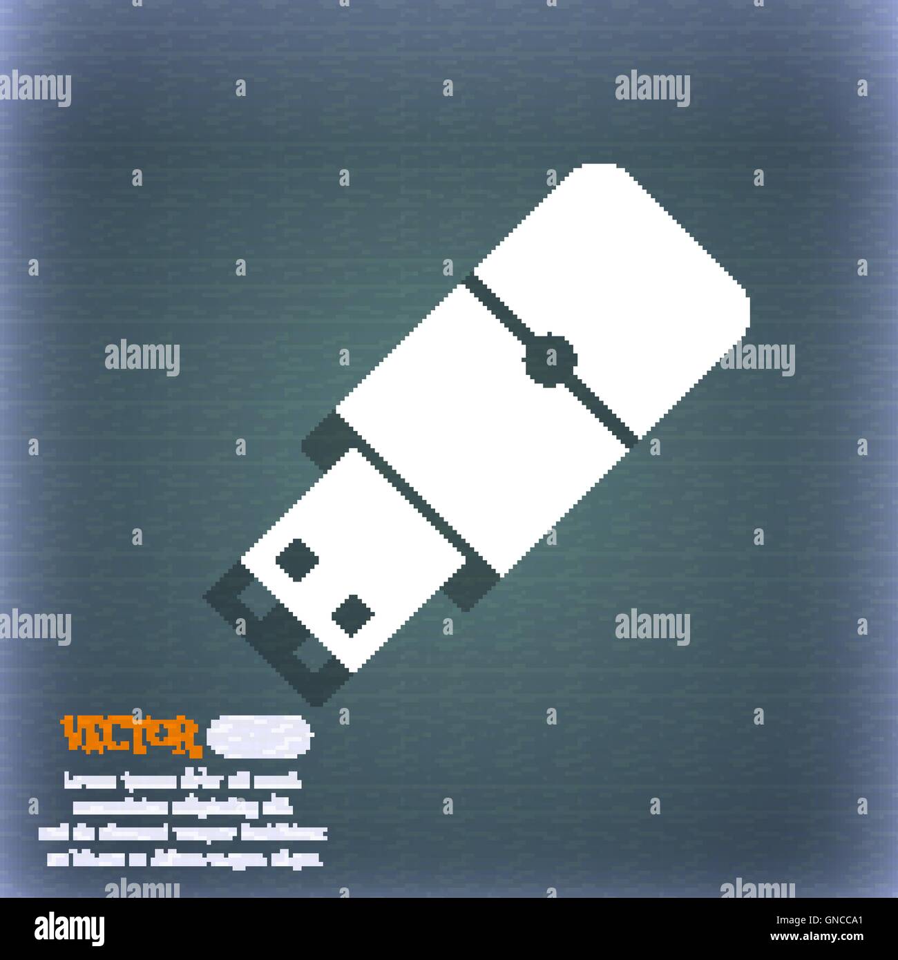 USB flash icon. On the blue-green abstract background with shadow and ...