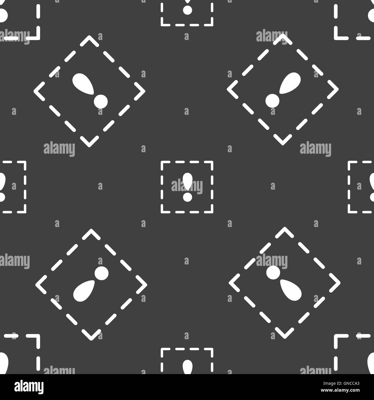 The exclamation point in a square icon sign. Seamless pattern on a gray ...