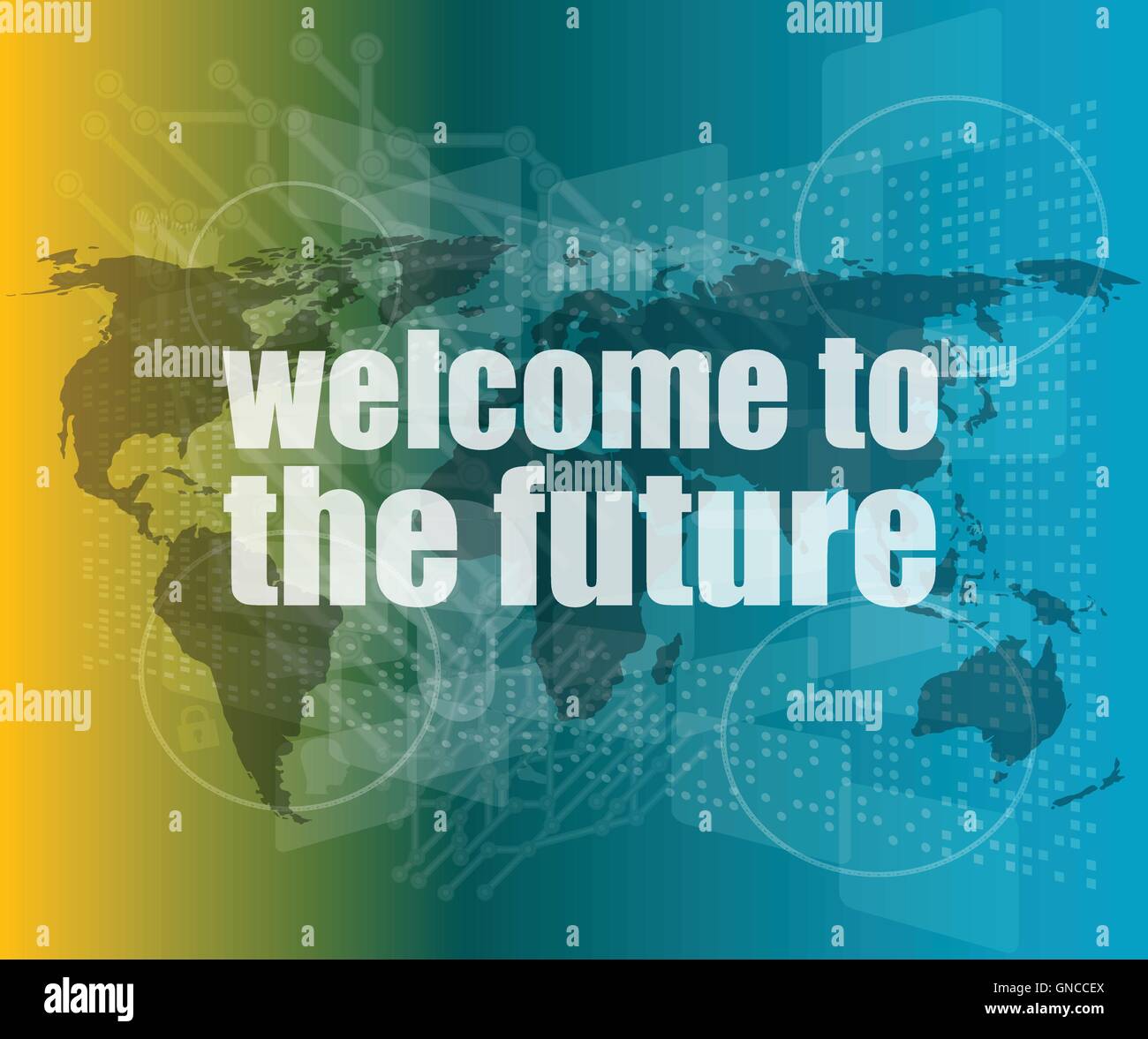 Time concept: words Welcome to the future on digital screen, 3d vector ...
