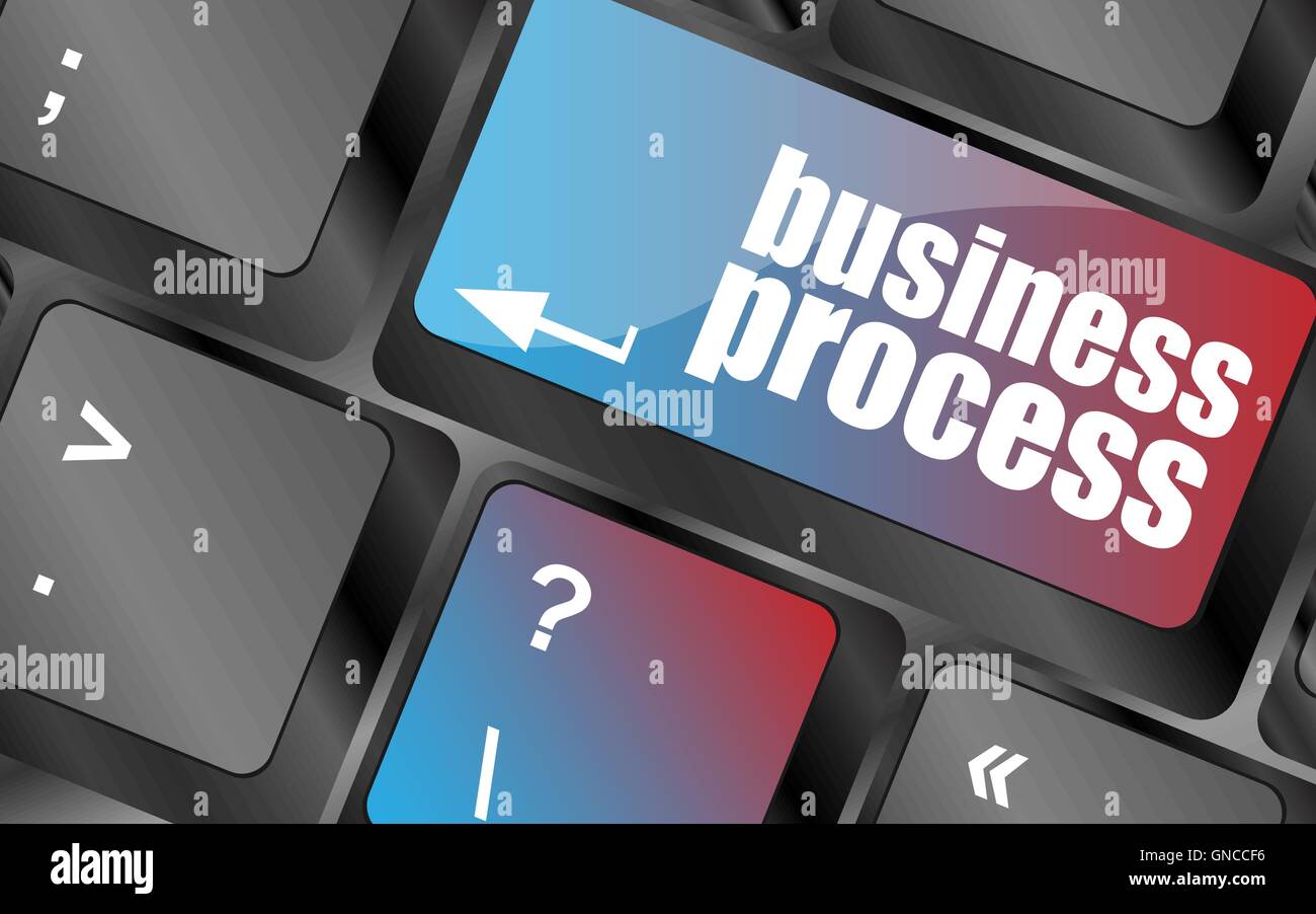 keyboard key with business process button, business concept vector ...