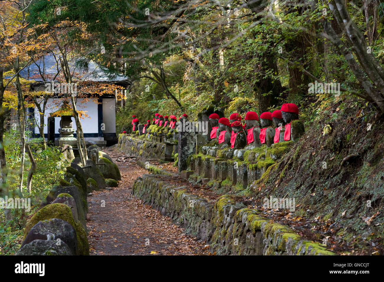 Jizo (Bodhisattva) statues in Kanmangafuchi Abyss in Nikko, Japan Stock ...