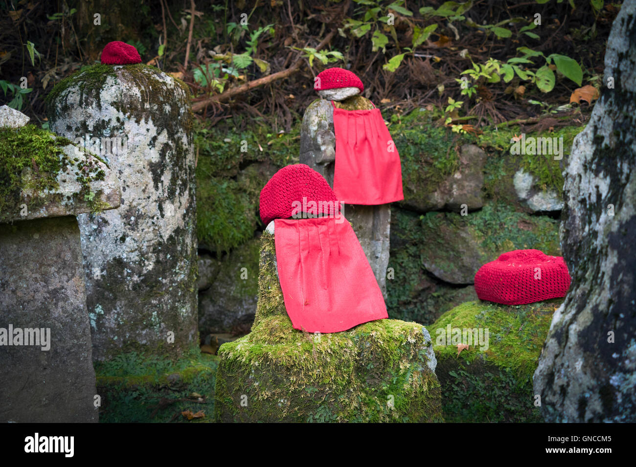 Jizo (Bodhisattva) statues in Kanmangafuchi Abyss in Nikko, Japan Stock ...