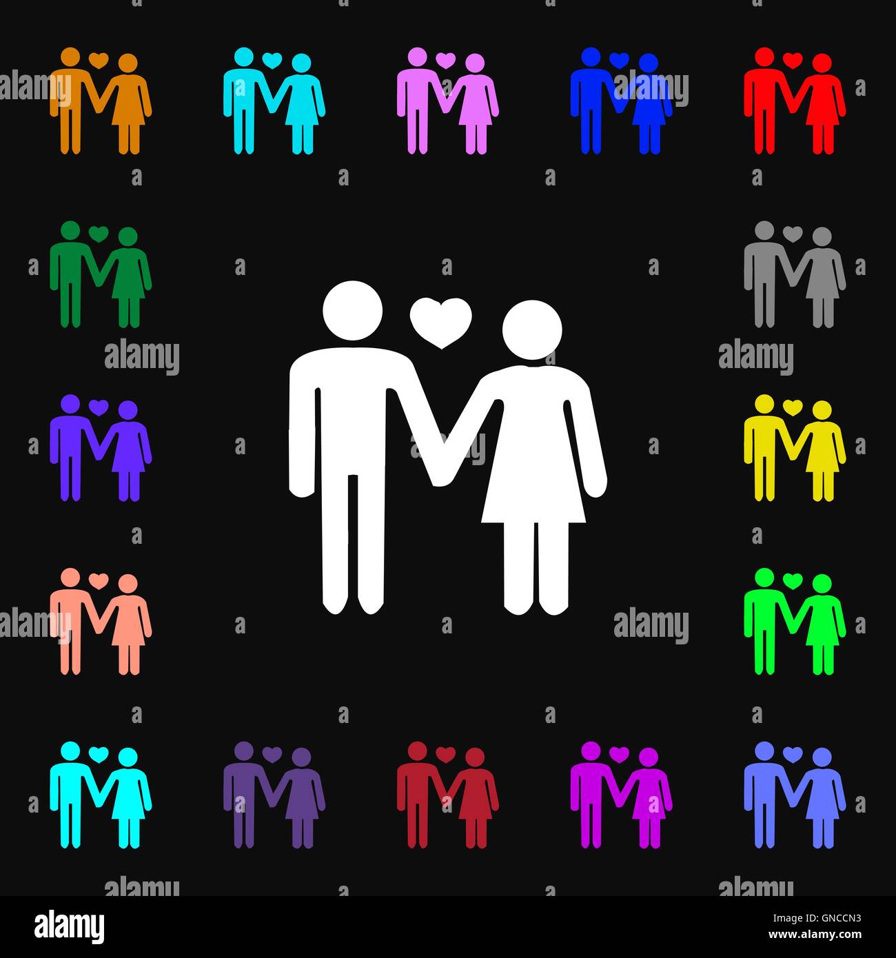 couple in love icon sign. Lots of colorful symbols for your design ...