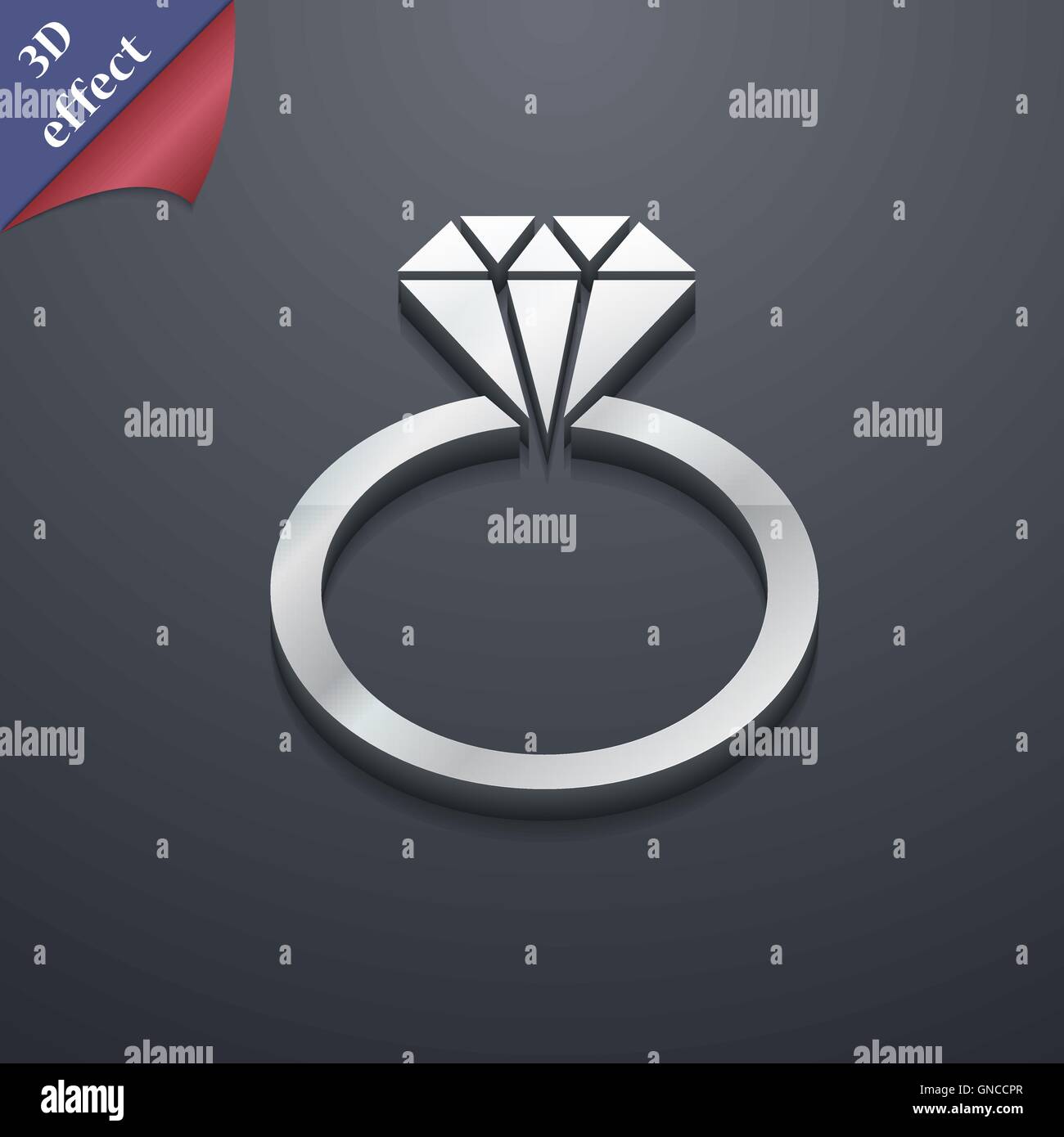 diamond ring icon symbol. 3D style. Trendy, modern design with space ...