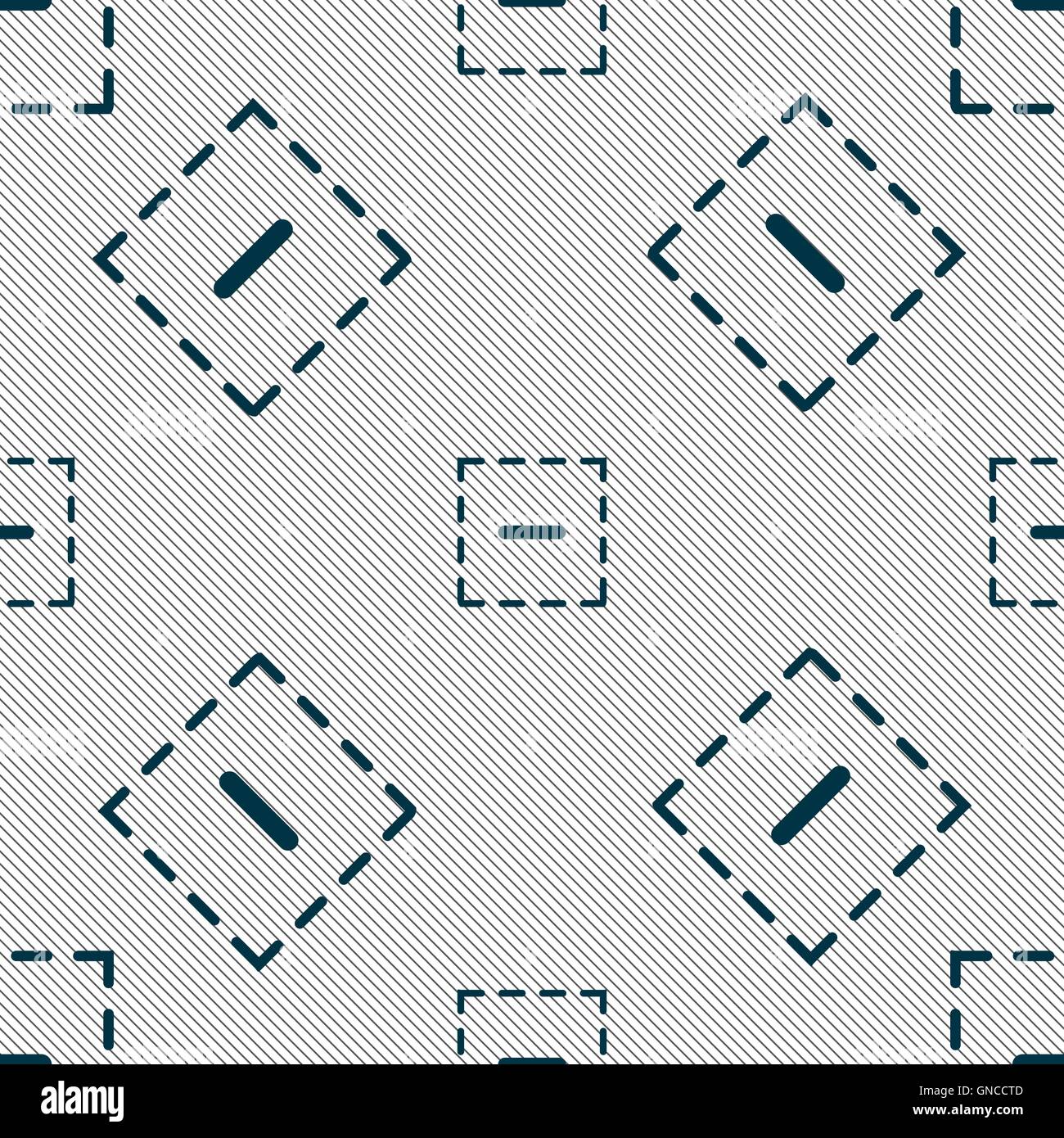 The minus in a square icon sign. Seamless pattern with geometric ...