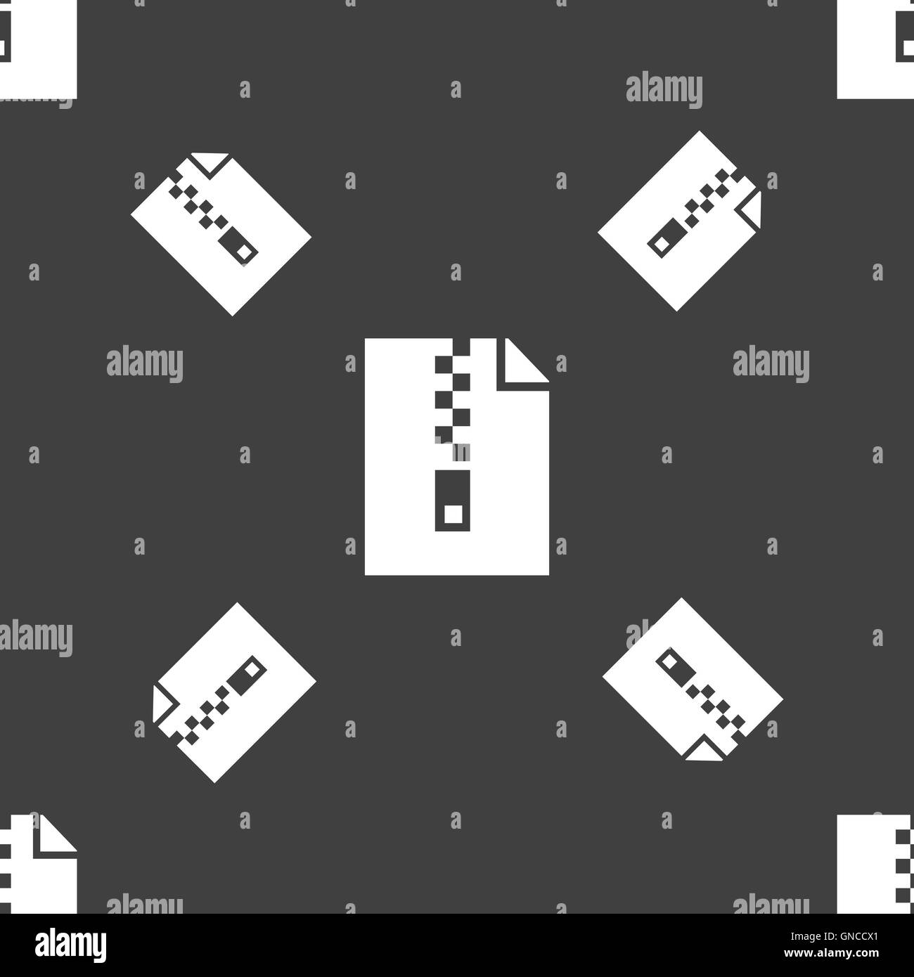 computer zip folder, archive icon sign. Seamless pattern on a gray background. Vector Stock ...