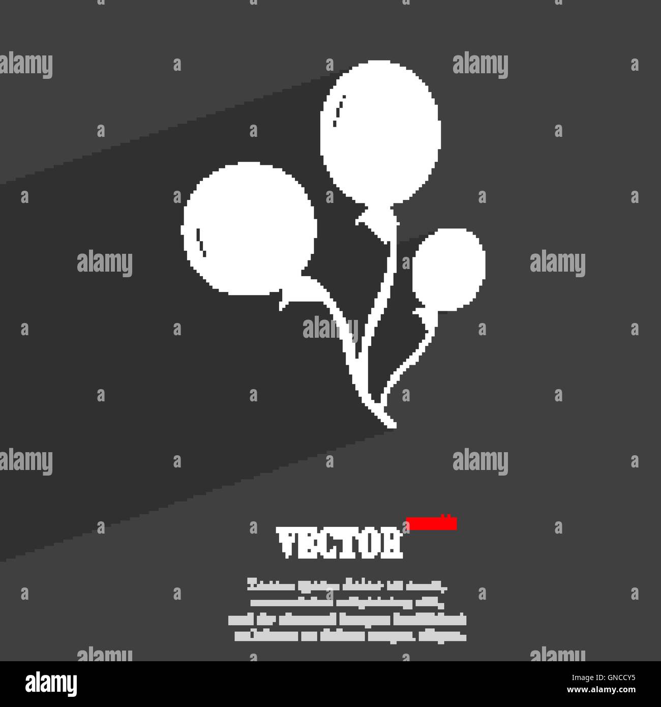Balloons symbol Flat modern web design with long shadow and space for ...