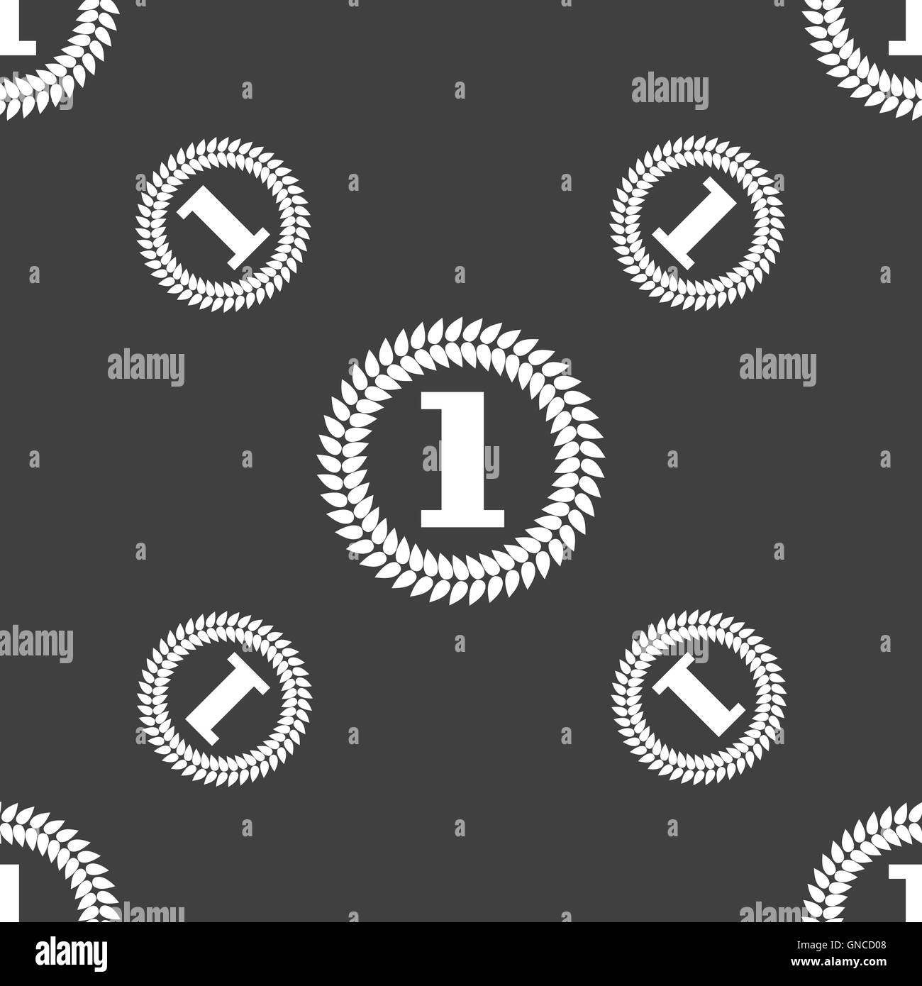 Medal, award, first icon sign. Seamless pattern on a gray background ...