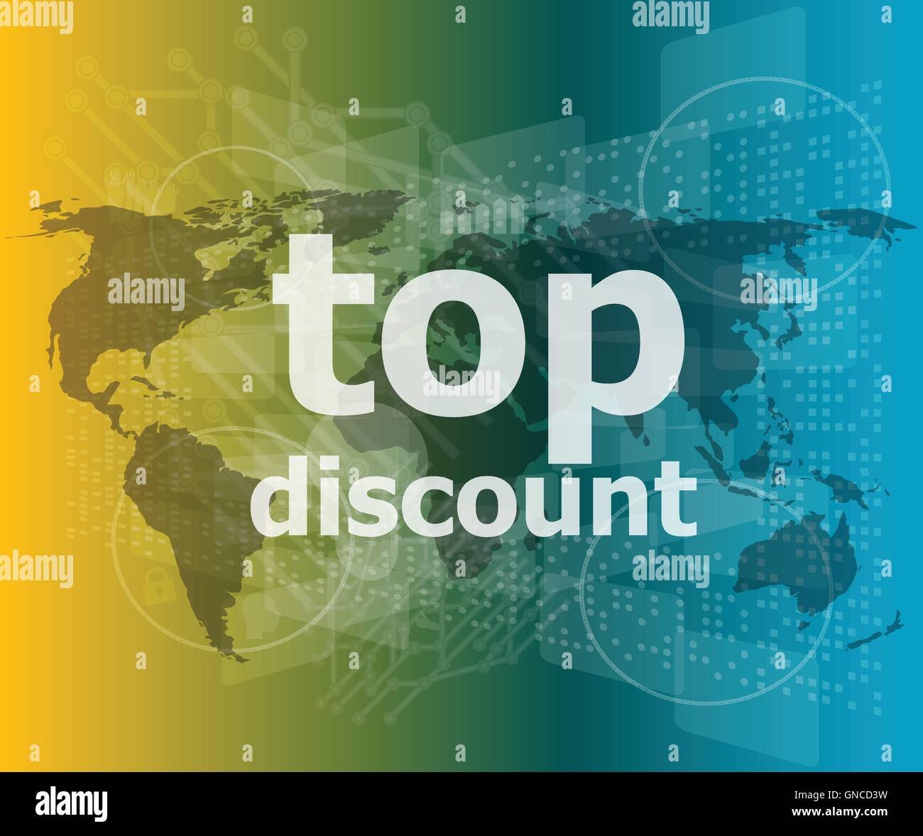 top discount word on digital touch screenvector quotation marks with ...