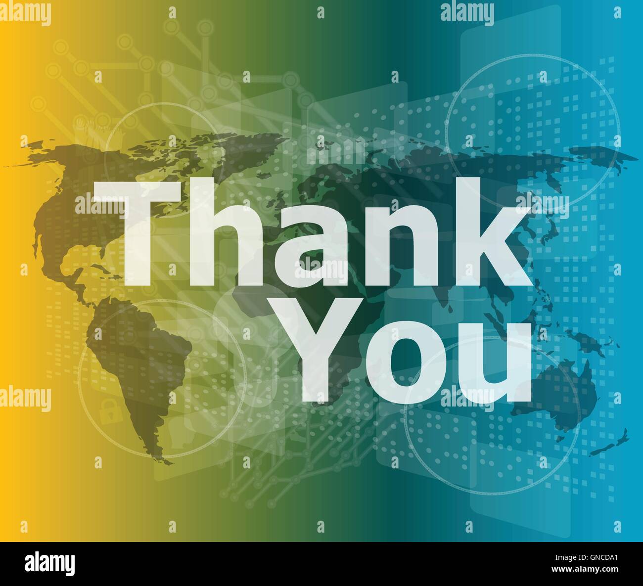 The word thank you on digital screen, social concept vector ...
