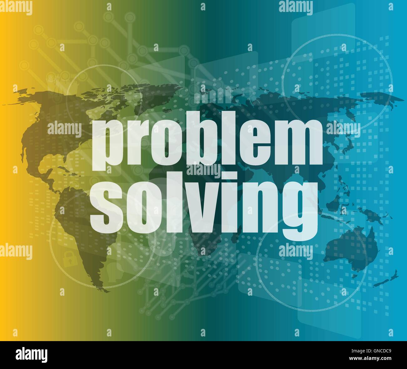 business concept: words problem solving on digital screen vector ...