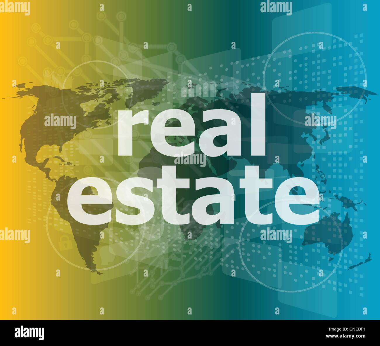 real estate text on touch screen vector illustration Stock Vector Image ...