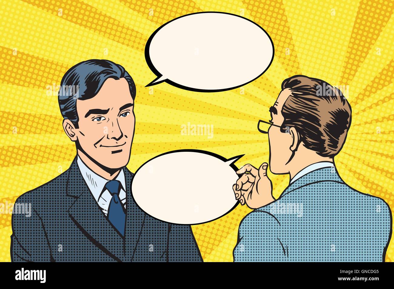 Two businessmen dialogue conversation communication Stock Vector Image ...