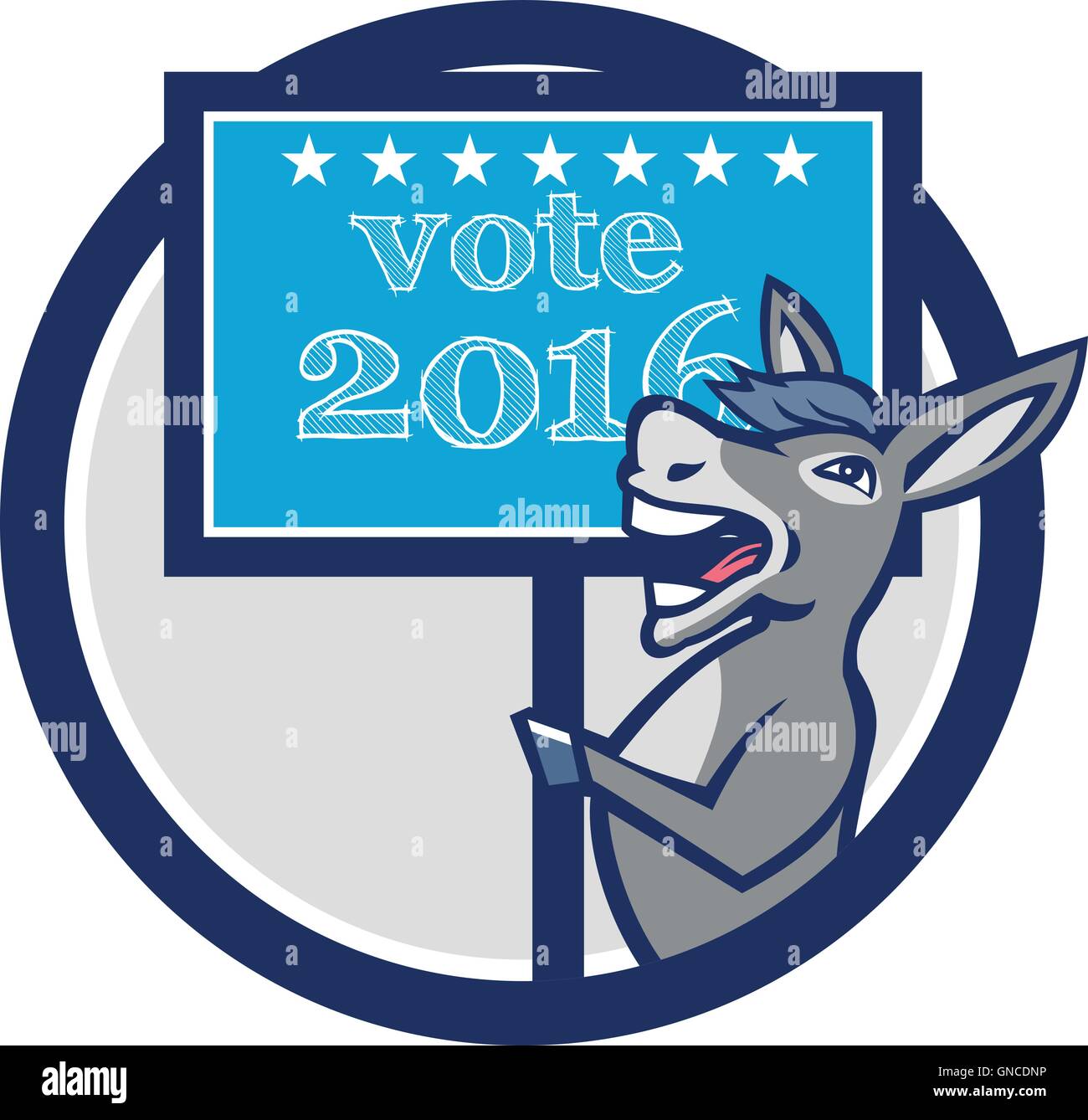 Vote 2016 Democrat Donkey Mascot Circle Cartoon Stock Vector Image ...