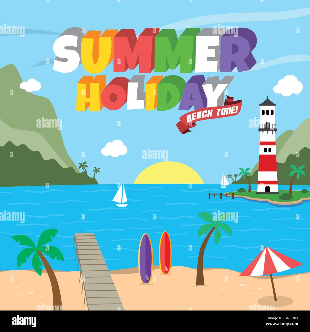 Summer holiday retro cartoon hi-res stock photography and images - Alamy